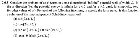 Solved 2 6 3 Consider The Problem Of An Electron In A