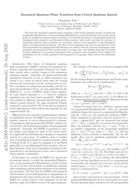 Pdf Dynamical Quantum Phase Transition From A Critical Quantum Quench