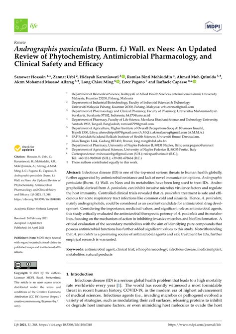 Pdf Andrographis Paniculata Burm F Wall Ex Nees An Updated Review Of Phytochemistry