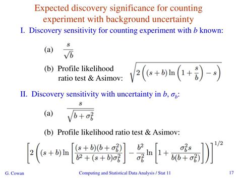 Ppt Computing And Statistical Data Analysis Stat 11 Nuisance Parameters Bayes Factors