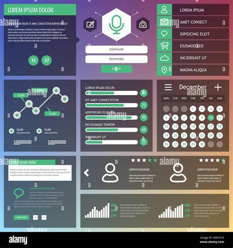UI Is A Set Of Beautiful Components Featuring The Flat Design Trend EPS Stock Vector Image