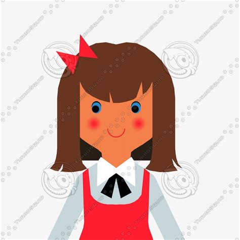 3d 2d Girl Character Model