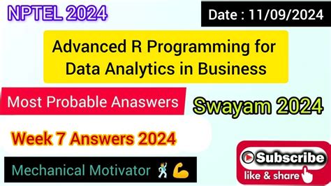 Advanced R Programming For Data Analytics In Business Week 7 Quiz