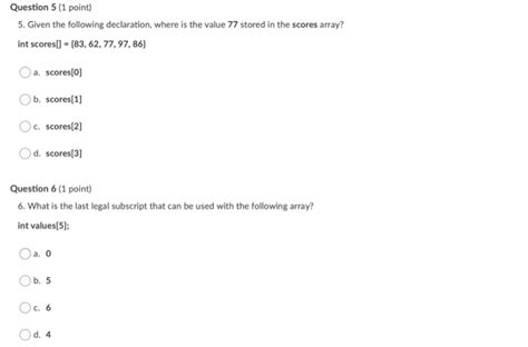 Solved Question 5 1 Point 5 Given The Following