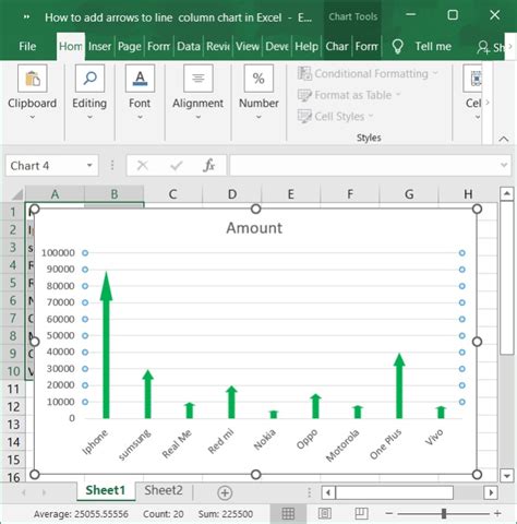 How To Add Arrows To Line Column Chart In Excel