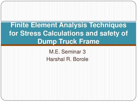 Finite Element Analysis For Stress Calculations And Safety