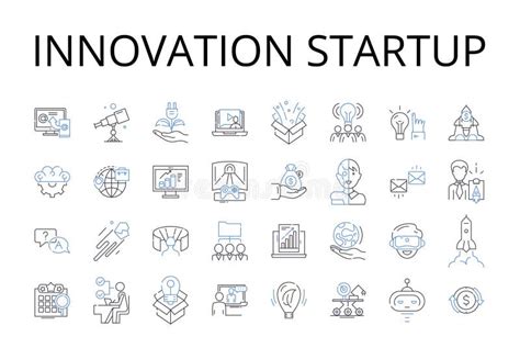Innovation Startup Line Icons Collection Creative Solution Novel Invention Modern Approach