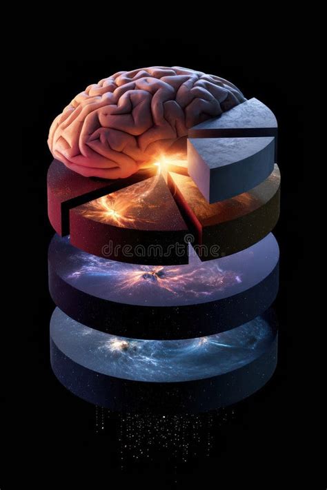 Stacked Brain Infographic With Glowing Analytical Layers Stock