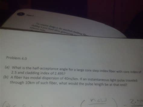 solved what is the half acceptance angle for a large core