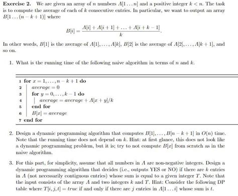 Exercise We Are Given An Array Of N Numbers Chegg