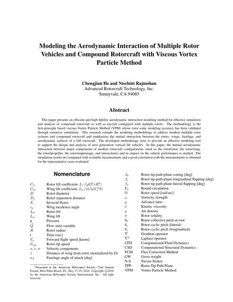 Pdf Modeling The Aerodynamic Interaction Of Multiple Rotor Vehicles