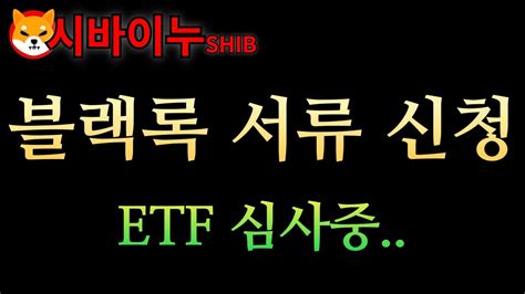 시바이누 코인 블랙록 서류 신청했다 Etf 현재 심사중 미쳤다 대박 Youtube