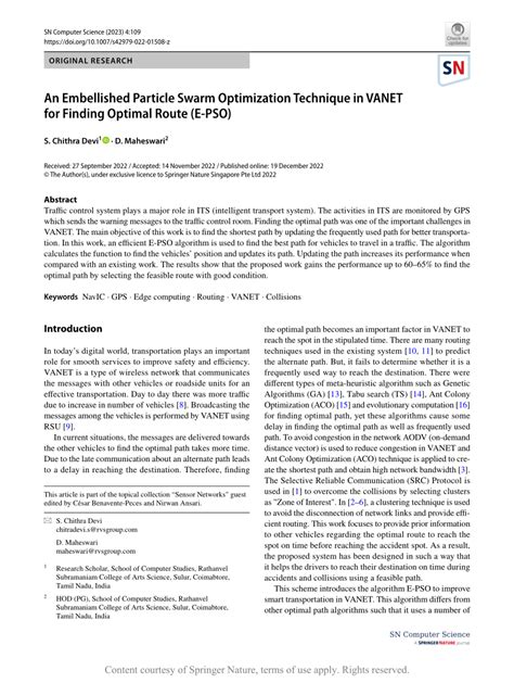 An Embellished Particle Swarm Optimization Technique In Vanet For