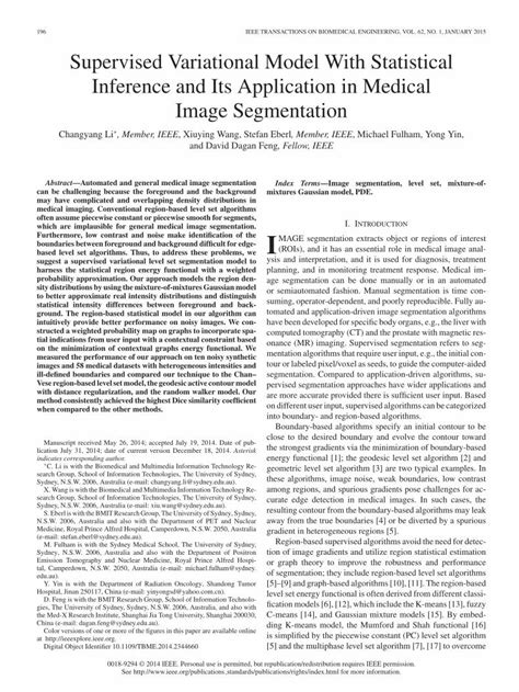 Pdf Supervised Variational Model With Statistical Inference And Its Application In Medical