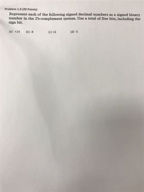 Solved Represent Each Of The Following Signed Decimal