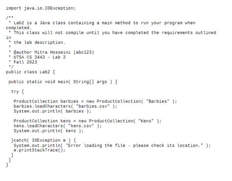 Solved This Class Will Represent A ProductCollection Object Chegg