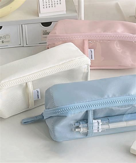 심플 투명 대용량 필통 나일론 파스텔 볼펜 케이스 파우치 Etc 0902 에이블리