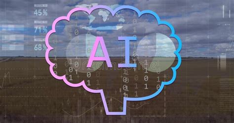 Image Of Ai Text Binary Codes In Brain Infographic Interface Over