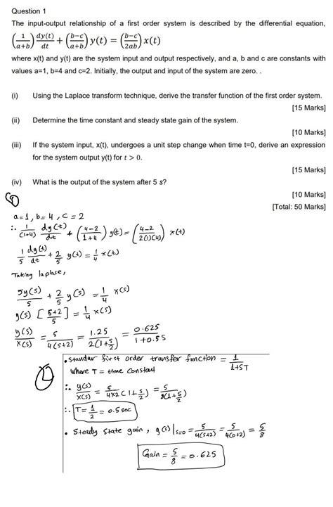 solved question 1 the input output relationship of a first