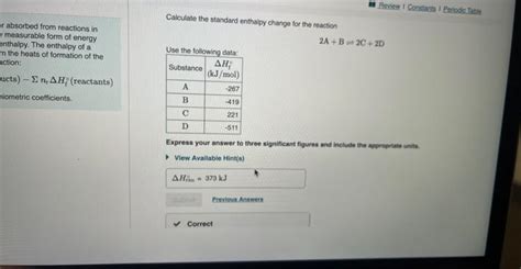Solved Calculate The Standard Enthalpy Change For The Chegg Com