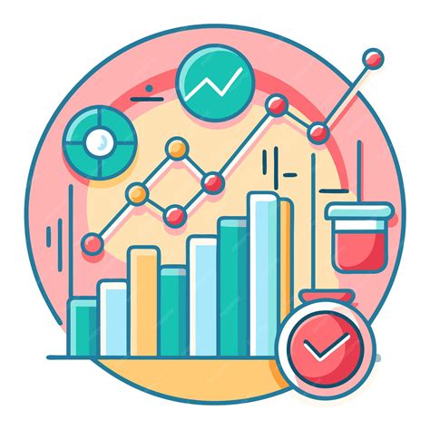 Colorful Line Art Illustration Of A Bar Graph Line Chart Pie Chart And