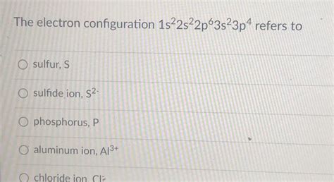 Electron Configuration For Sulfur