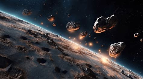 3d Render Flying Asteroids And Stones In The Vastness Of Outer Space