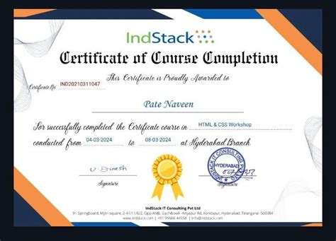 I Completed My 5 Days Workshop On Html And Css In Indstack Naveen Pate