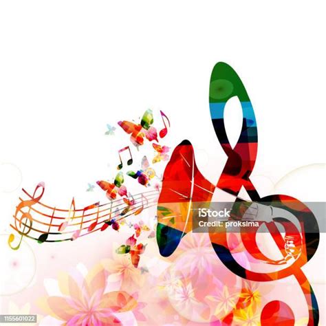 축음기 혼이 있는 다채로운 G음자리표 포스터에 대한 스톡 벡터 아트 및 기타 이미지 포스터 Classical Concert