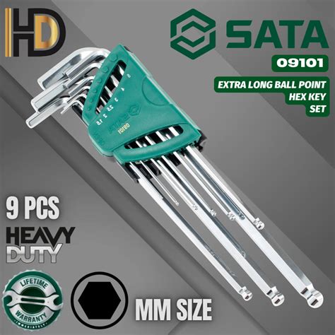 Sata 9 Pcs Extra Long Ball Point Hex Key Set 09101 Heavy Duty Hex Key Set Shopee Malaysia