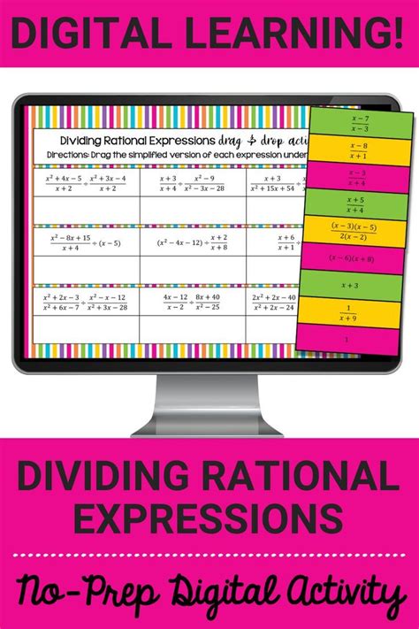 dividing rational expressions digital activity drag and drop rational