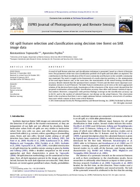(PDF) Oil spill feature selection and classification using decision tree forest on SAR image data