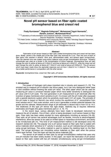 novel ph sensor based on fiber optic coated bromophenol blue and cresol
