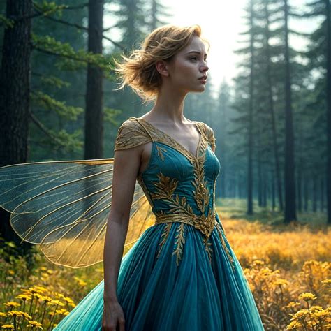 Hyper Realistic Pixie In Ethereal Blue And Gold Go Ai Art