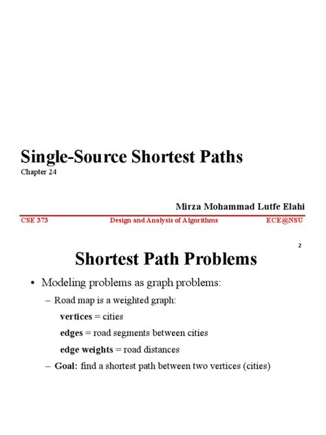 Ch24 Shortest Path Pdf Graph Theory Algorithms