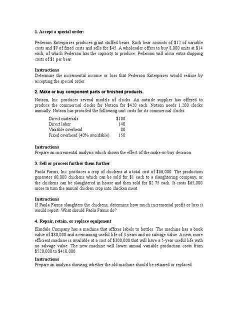Incremental Analysis Pdf Economies Business Economics