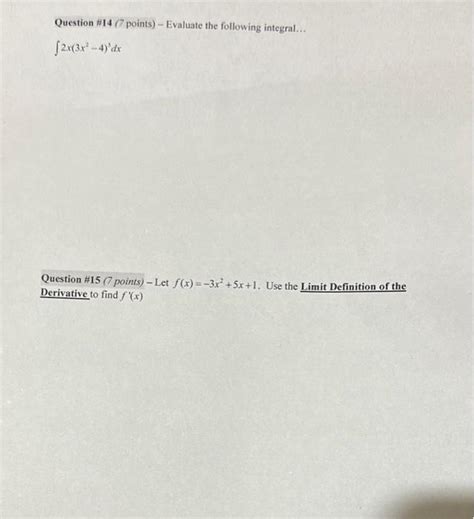 Solved Question 14 7 Points Evaluate The Following
