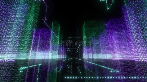 Technology Abstract Binary And Code Matrix With Cyber Space And