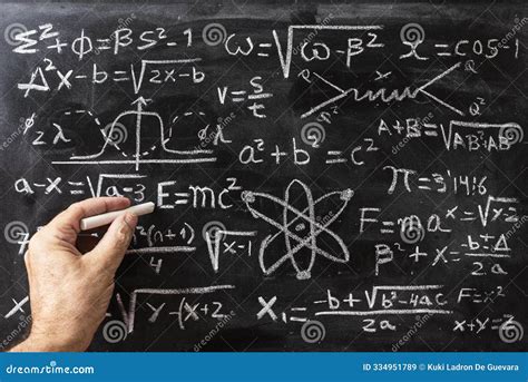 Hand Writing Mathematical Operations And Quantum Physics Formulas On