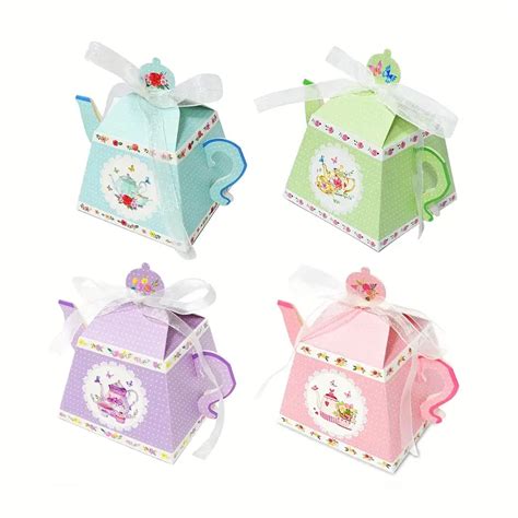 Assorted Floral Teapot Candy Boxes Ribbons Temu