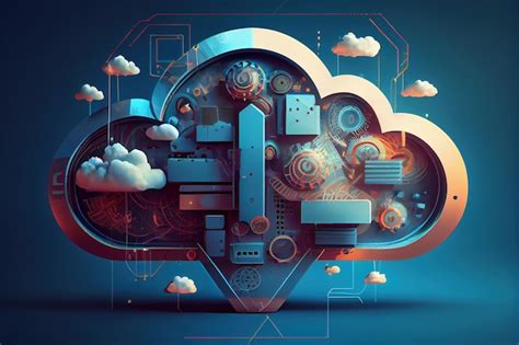 Antecedentes conceptuales de computación en la nube en tecnología ia generativa Foto Premium