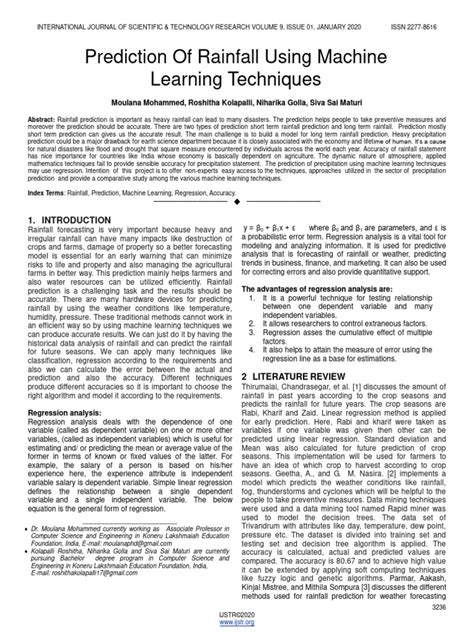 Prediction Of Rainfall Using Machine Lea Pdf Support Vector Machine Regression Analysis