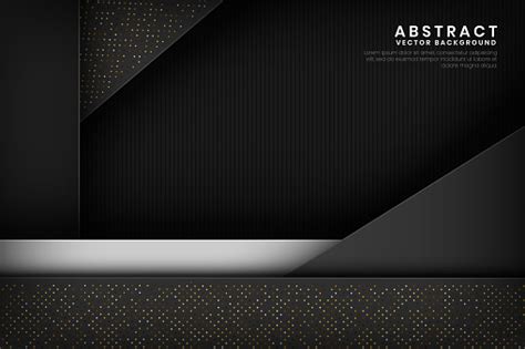 3d 블랙 럭셔리 추상 배경은 황금빛 반짝이 효과 장식으로 어두운 공간에 레이어를 겹칩니다 그래픽 디자인 요소 배너 전단지 카드