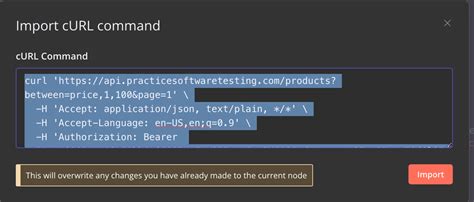 Import From Curl N N Node