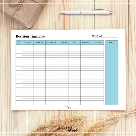 Printable Revision Timetable Exam Study Schedule Study Schedule PDF Exam Revision Template