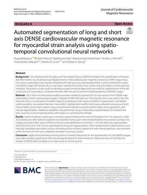Pdf Automated Segmentation Of Long And Short Axis Dense Cardiovascular Magnetic Resonance For
