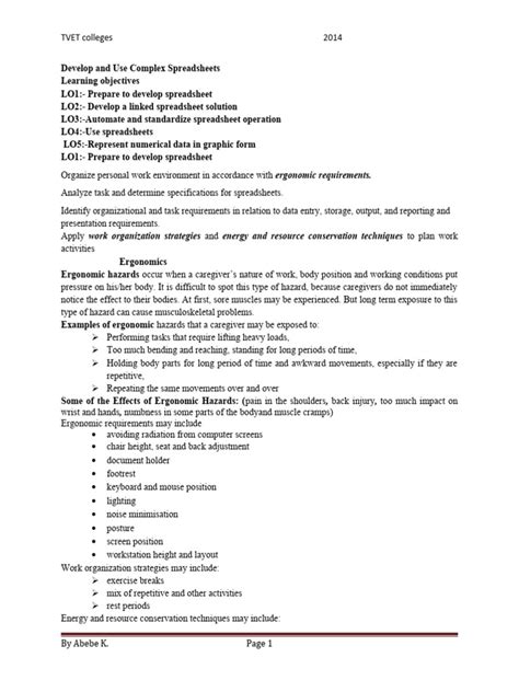 Develop And Use Complex Spreadsheets Pdf Spreadsheet Human