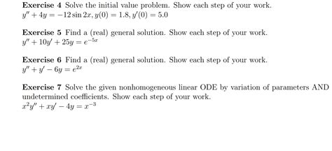 solved exercise 4 solve the initial value problem show each