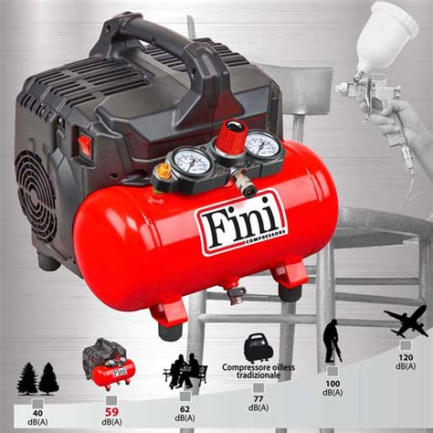 Fini Siltek S/6 Mini Compresseur Electrique 8 bar 1 CV Oilless 6L