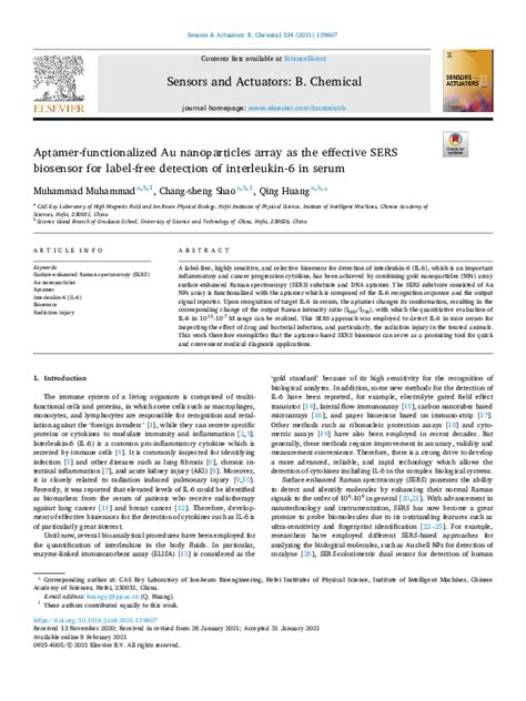 Pdf Aptamer Functionalized Au Nanoparticles Array As The Effective Sers Biosensor For Label
